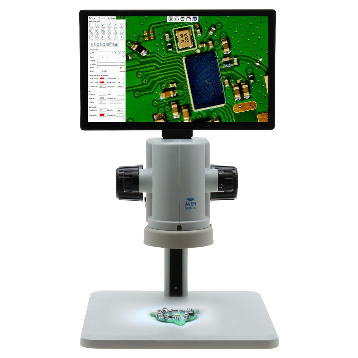 MicroVue Digital Microscope with Built-In HD Monitor [17 - 110x] and L ...
